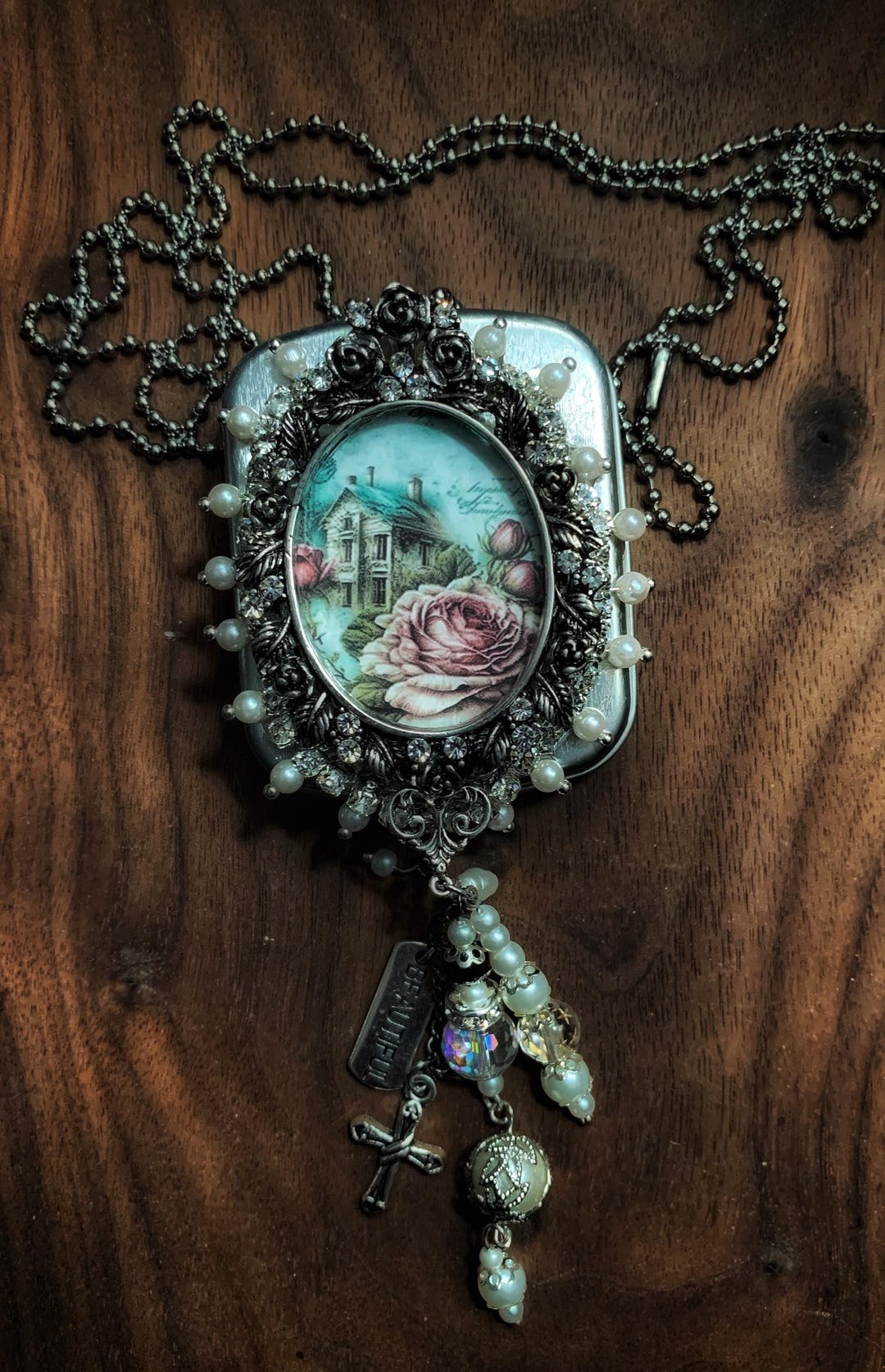 Pill Box Tin Necklace. Extra Long Necklace - Etsy