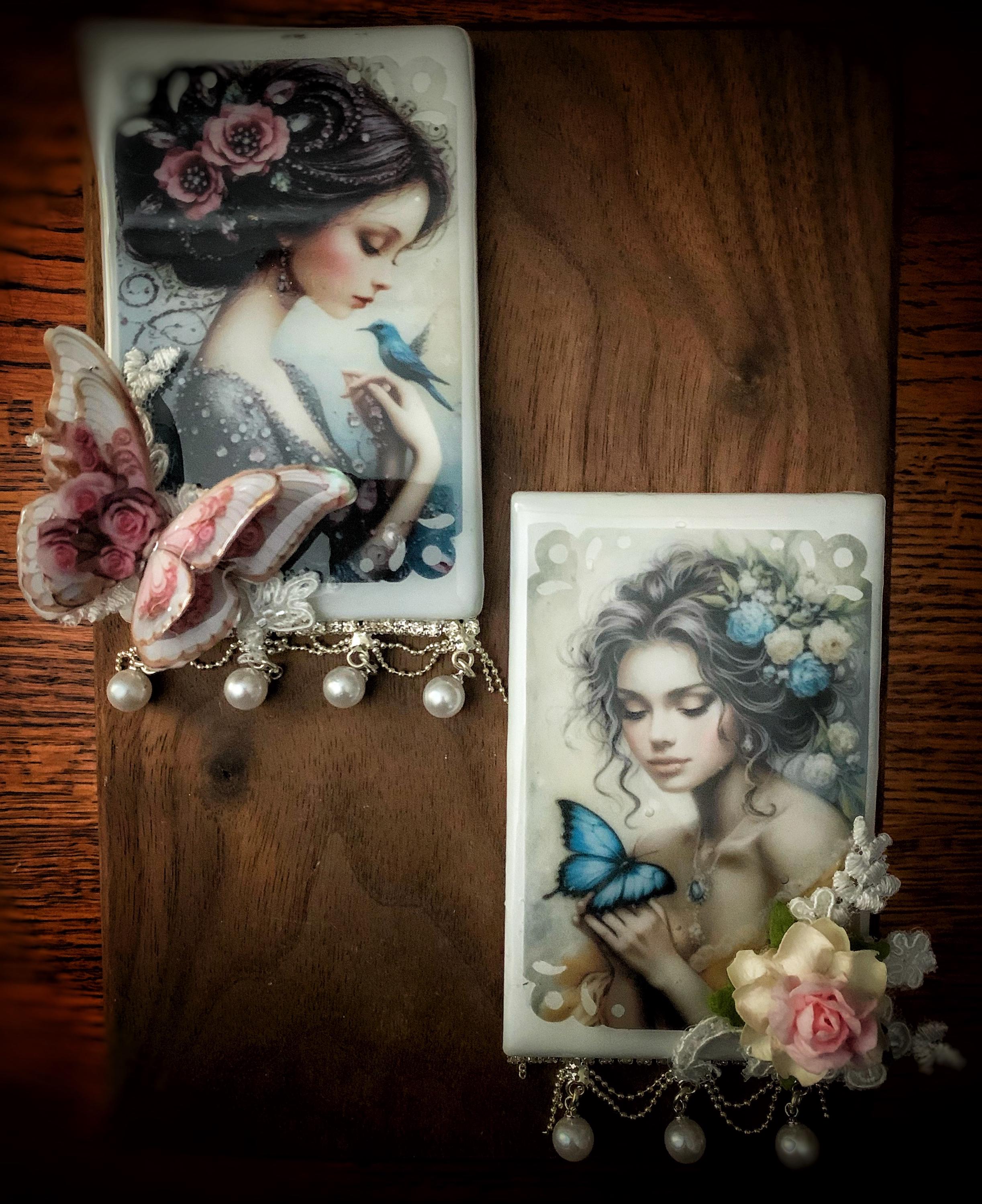 Vintage Lady Refrigerator Magnets. Set of Two - Etsy