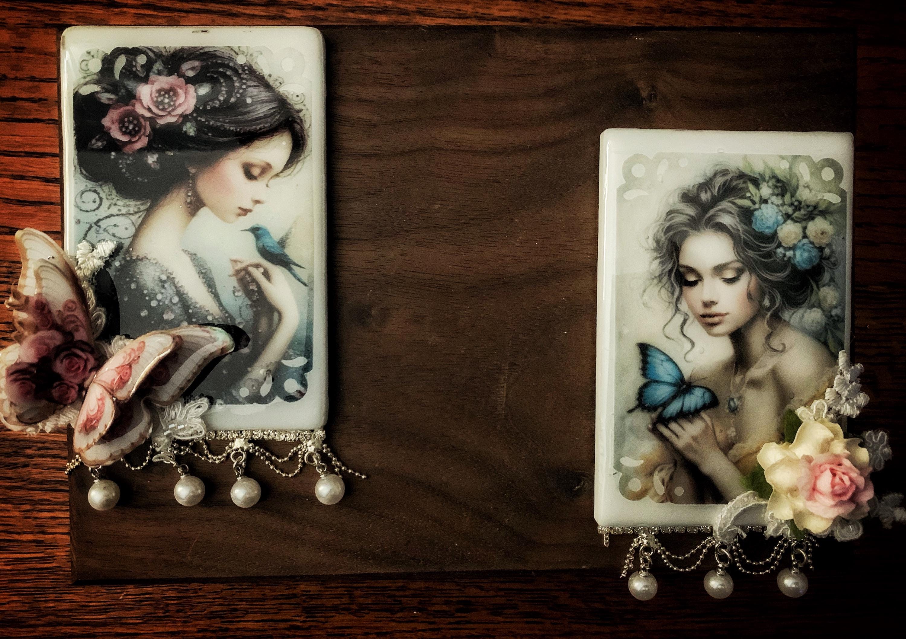 Vintage Lady Refrigerator Magnets. Set of Two - Etsy