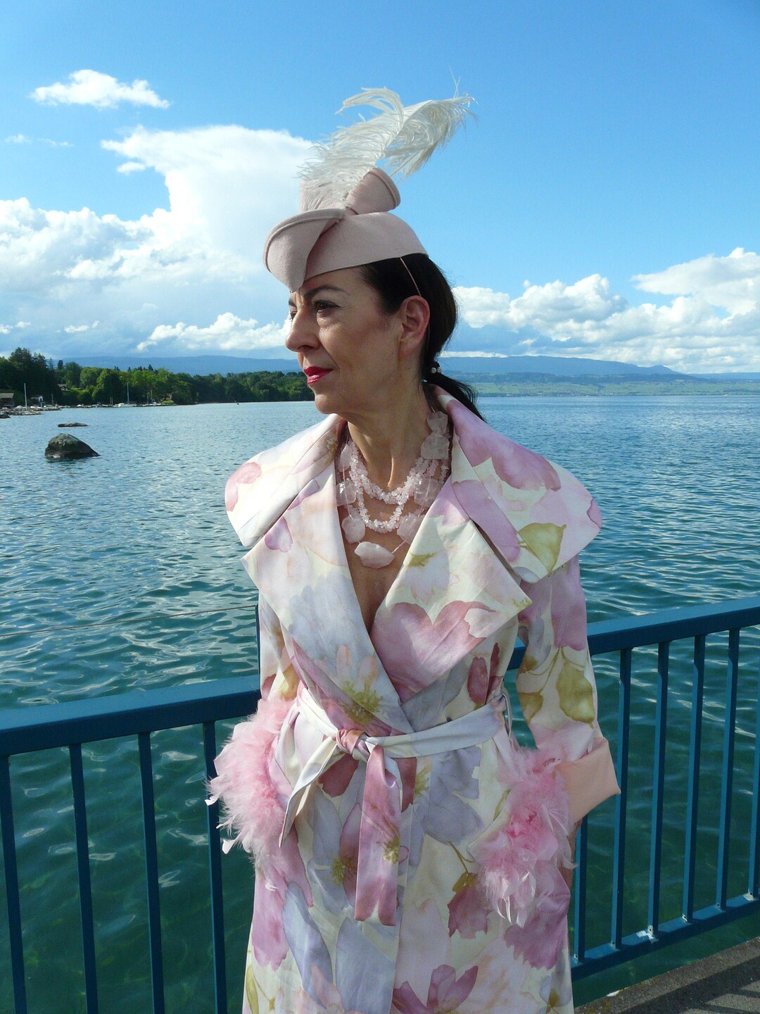 Fascinator, Bibi Hat, Wedding Hat, Powder Pink Bibi With Ostrich ...