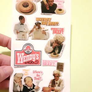 Vintage 80s Puffy Wendy's where's the Beef Sticker Sheet - Etsy