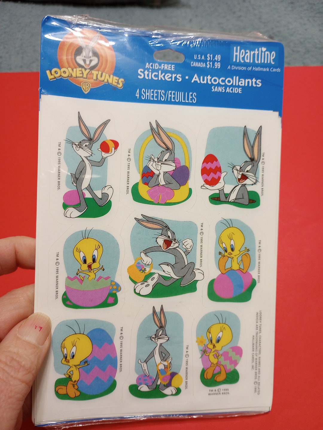 Hallmark Looney Tunes Bugs Bunny Easter Sticker Package 4 Sticker ...