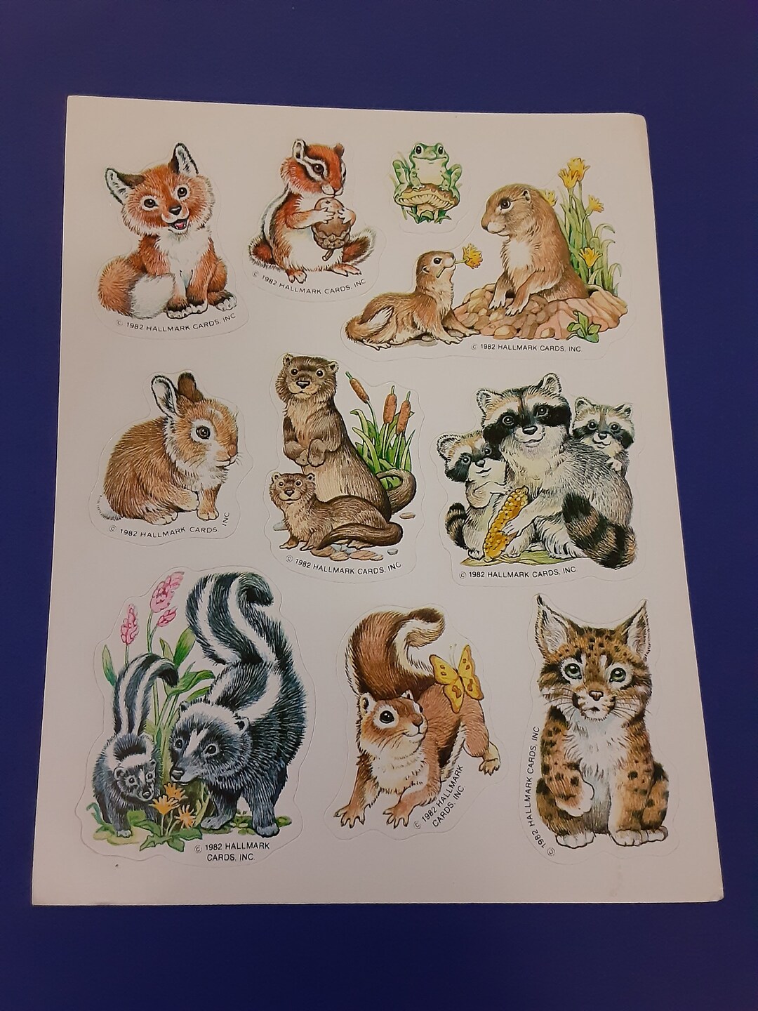 Vintage 80's Hallmark Linda K Powell Cute Animals Sticker Sheet - Etsy