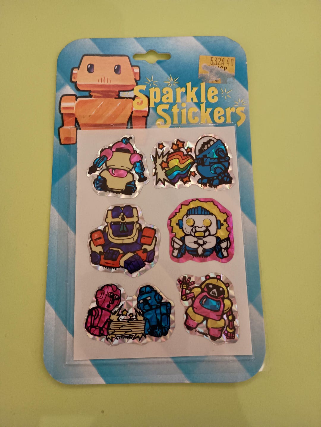 Vintage 80s Star Bright Design Sparkle Stickers Prism Robot Sticker Pkg ...