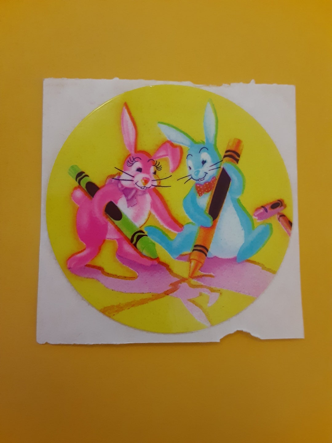Vintage 80's Lisa Frank Coloring Rabbits Sticker Module - Etsy