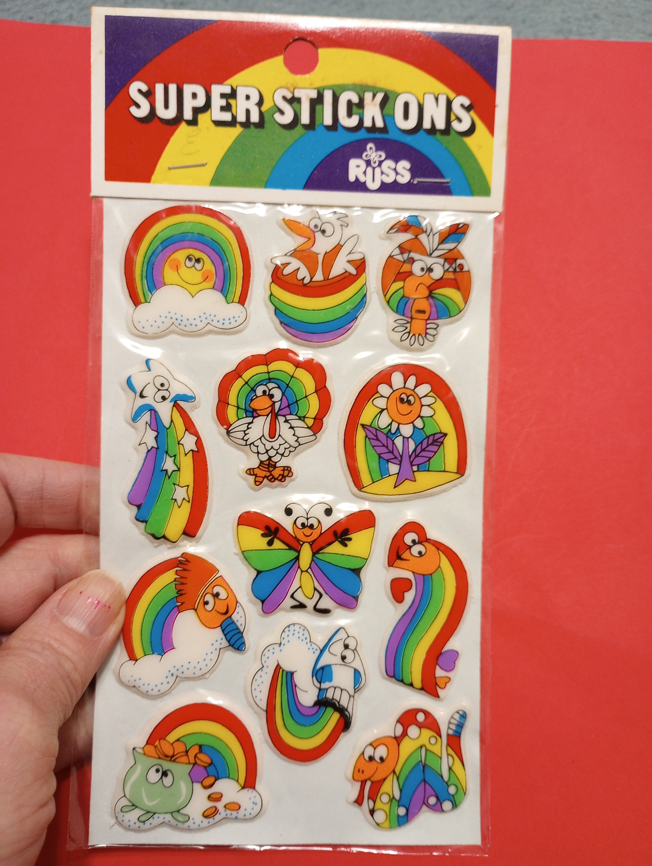 Vintage 80s Puffy RUSS Rainbows Stick Ons Sticker Package - Etsy