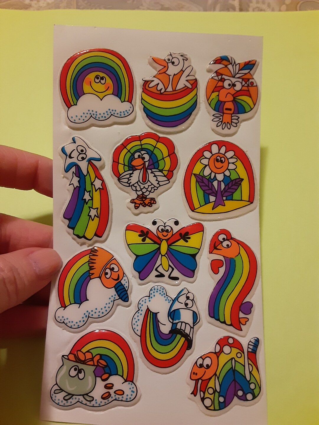 Vintage 80s Puffy RUSS Rainbows Stick Ons Sticker Sheet - Etsy
