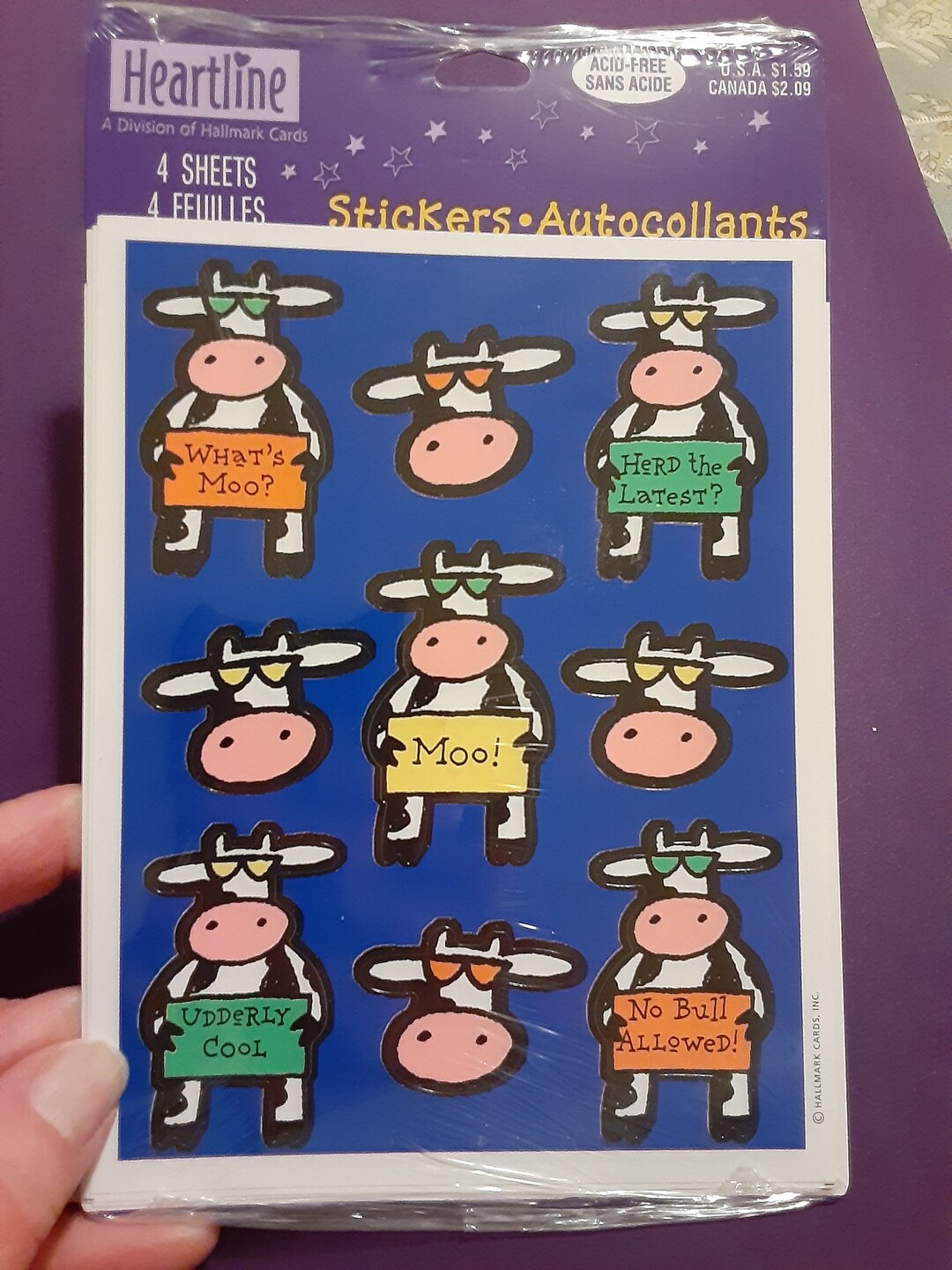 Vintage Hallmark Funny Cows Sticker Package 4 Sheets - Etsy