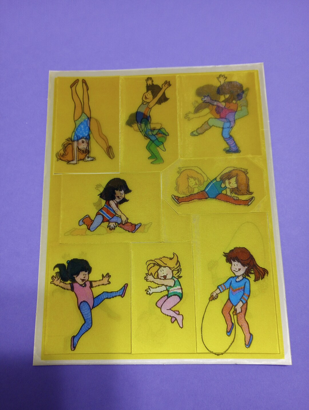 Vintage 80's Lenticular Motion Changing Little Girl Gymnastics Sticker ...