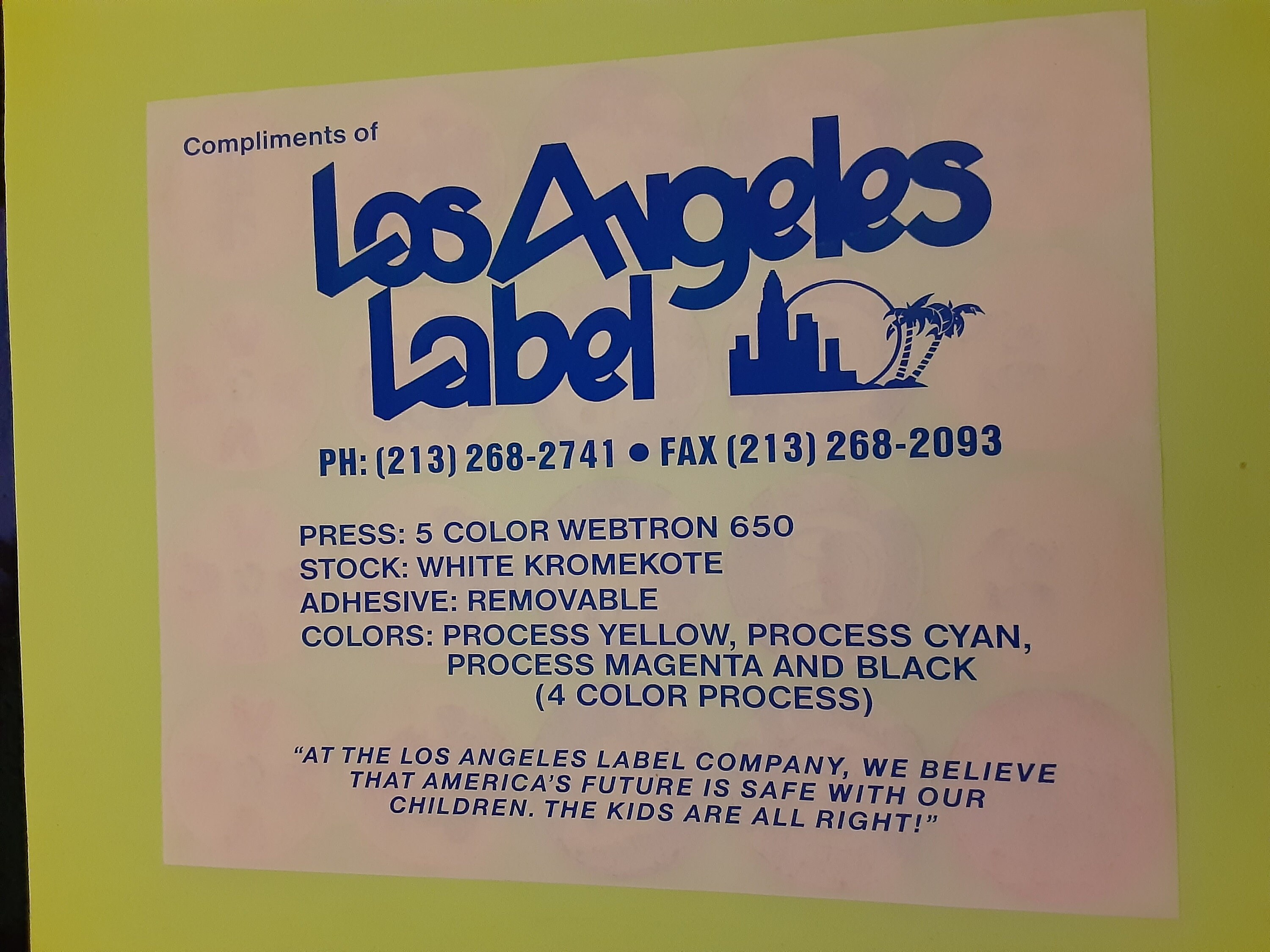 RARE Vintage 80's Los Angeles Label for Kids Only Large Sticker Sheet ...