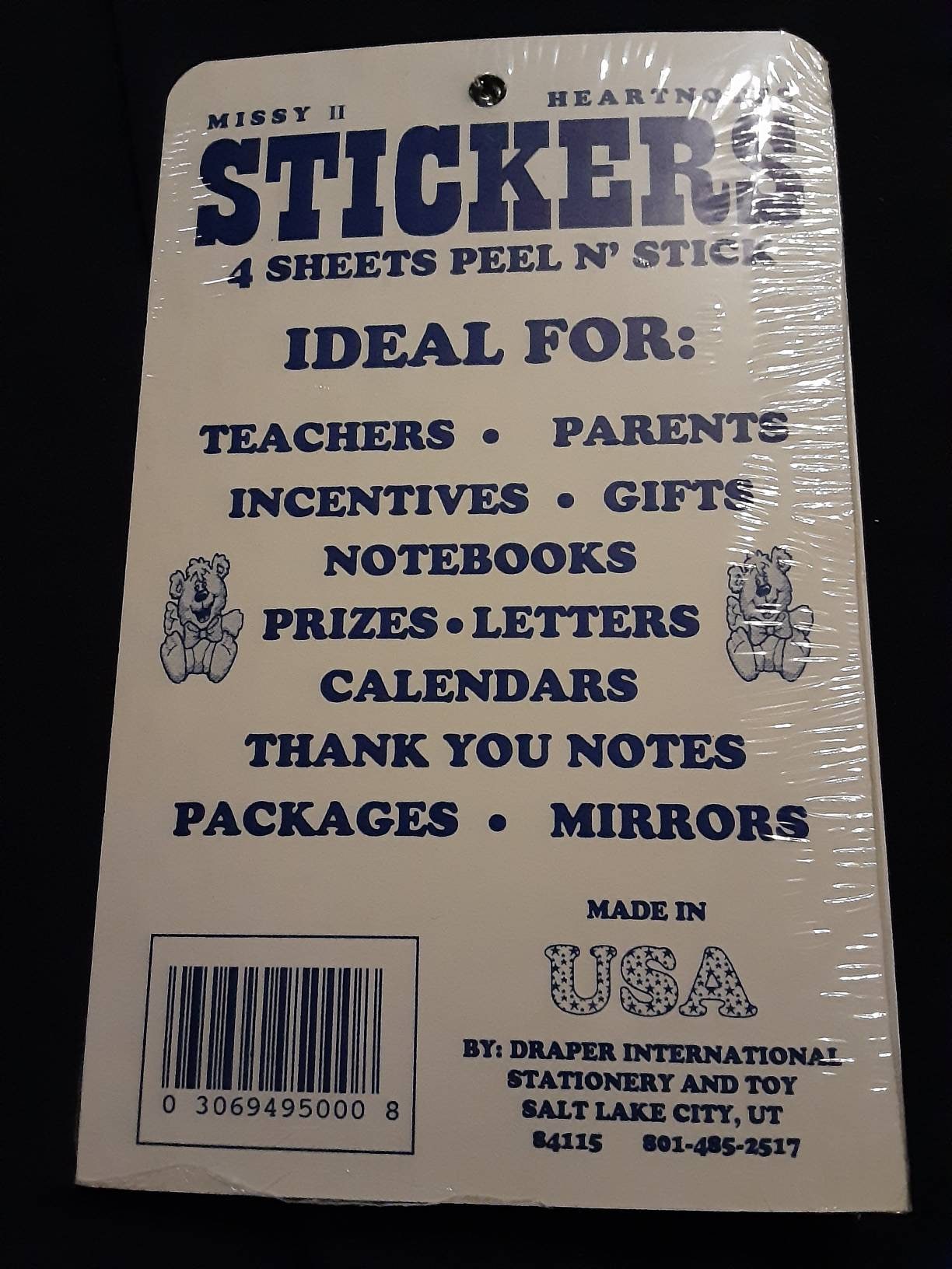 Vintage Missy II Heartnotes University of Utah Sticker Package - Etsy