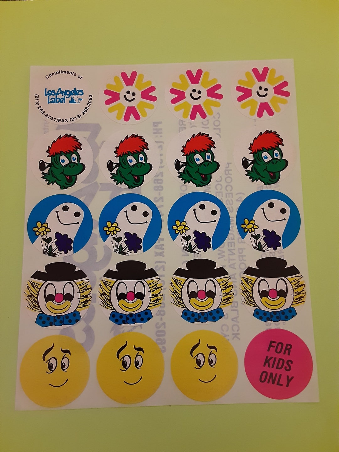 RARE! Vintage 80's Los Angeles Label for Kids Only Large Sticker Sheet ...