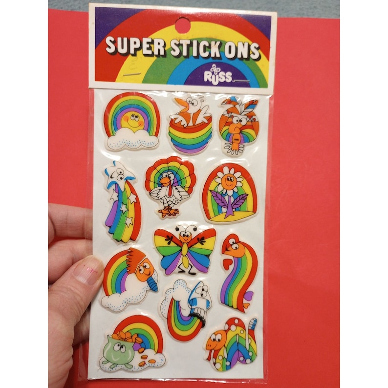 Vintage 80s Puffy RUSS Rainbows Stick Ons Sticker Package - Etsy
