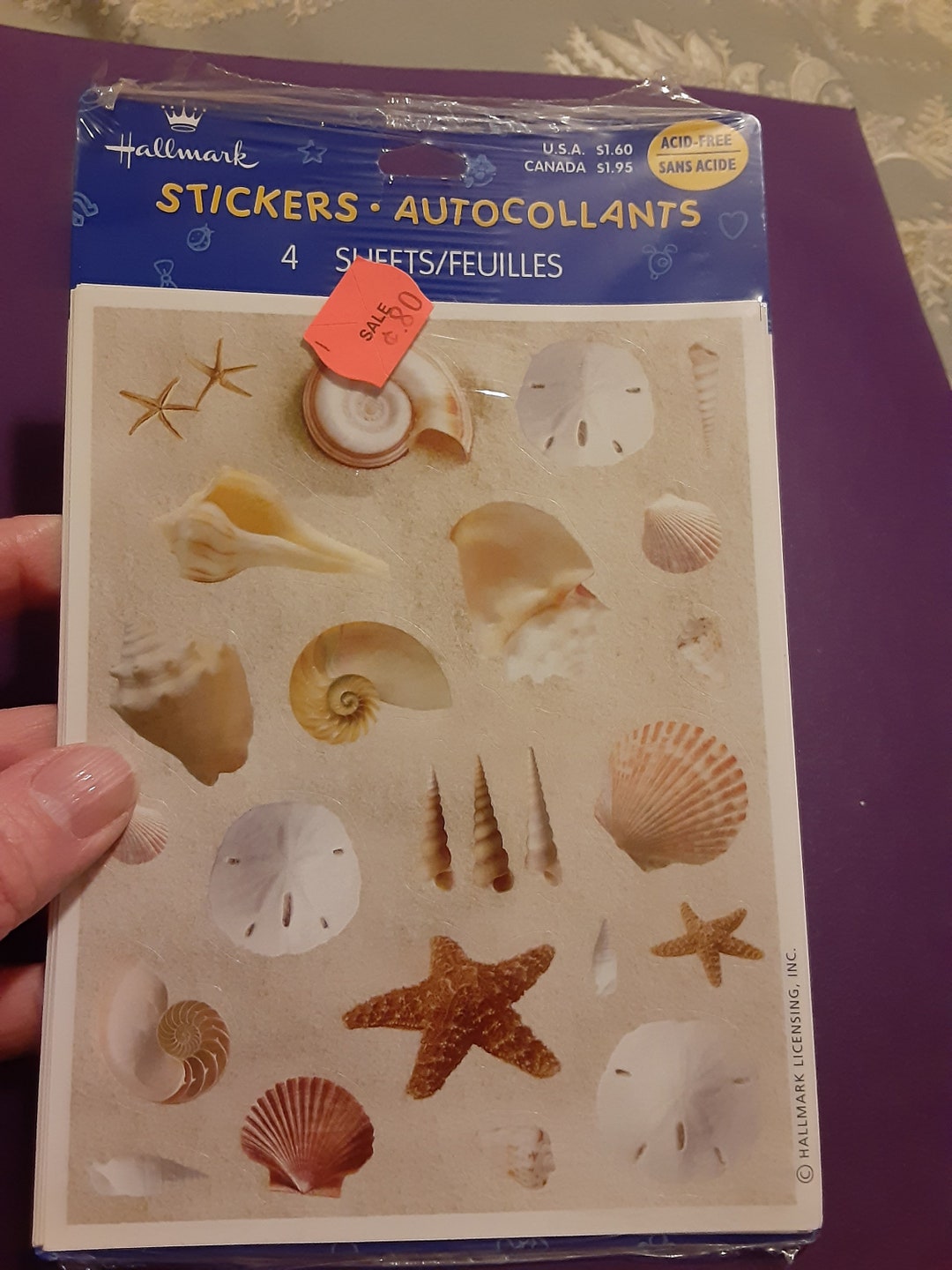 Vintage Hallmark Seashells Sticker Package 4 Sheets - Etsy