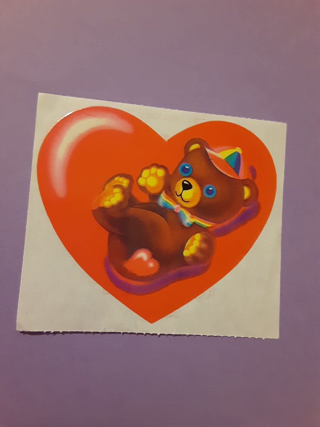 Vintage 80s Lisa Frank Heart Teddy Sticker Module - Etsy