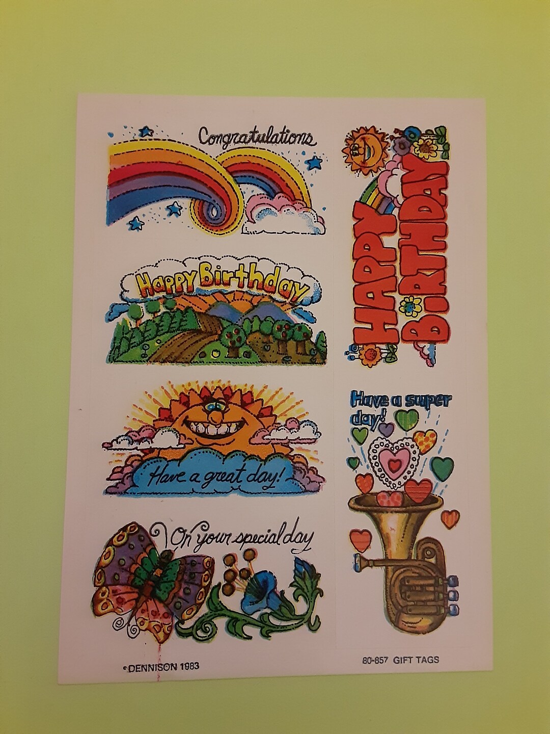 RARE! Vintage 80s Dennison Gift Tags Small Sticker Sheet - Etsy