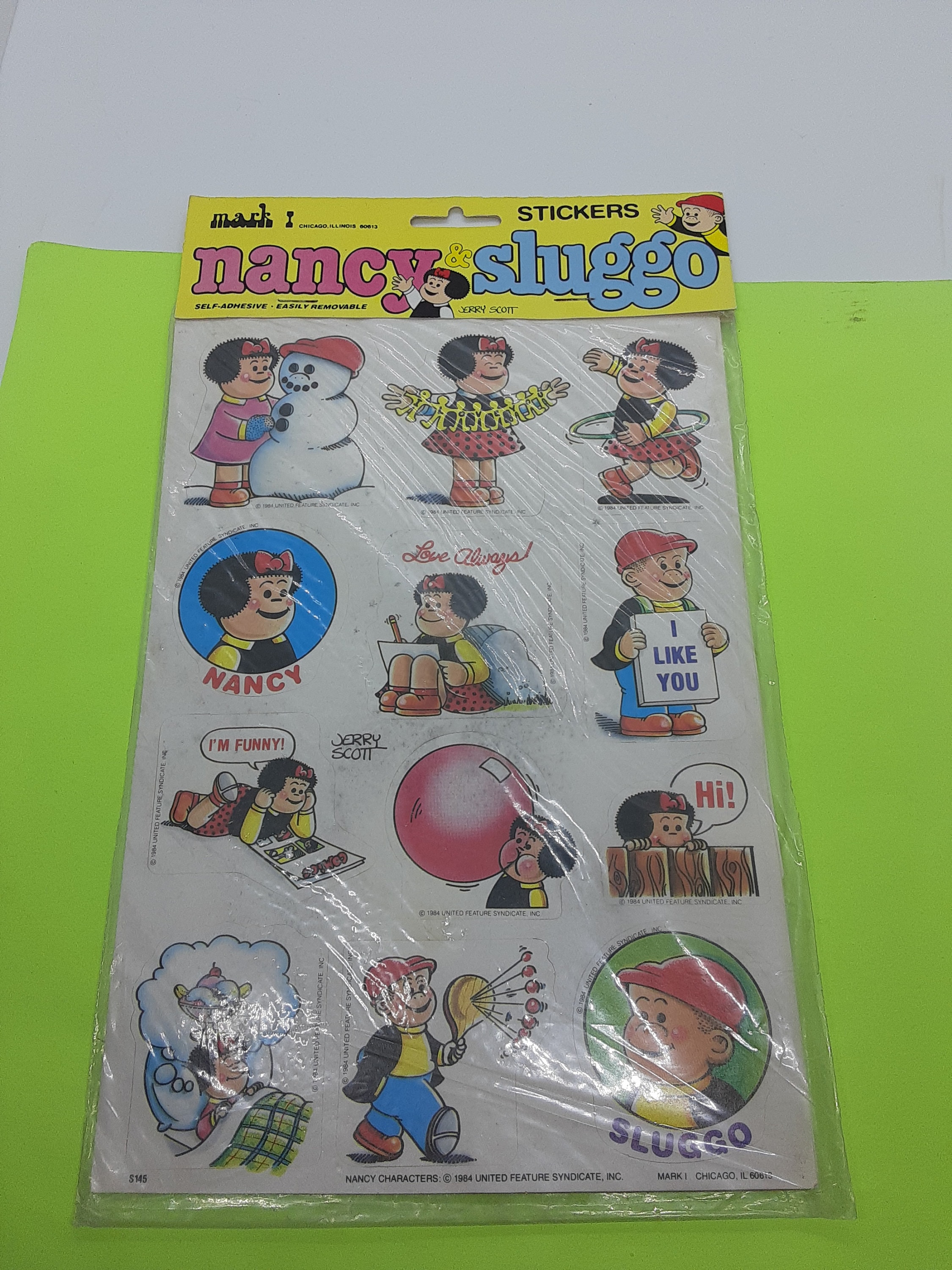 RARE Vintage 80's Mark 1 Nancy & Sluggo Large Stickers Sheet NIP 2 ...