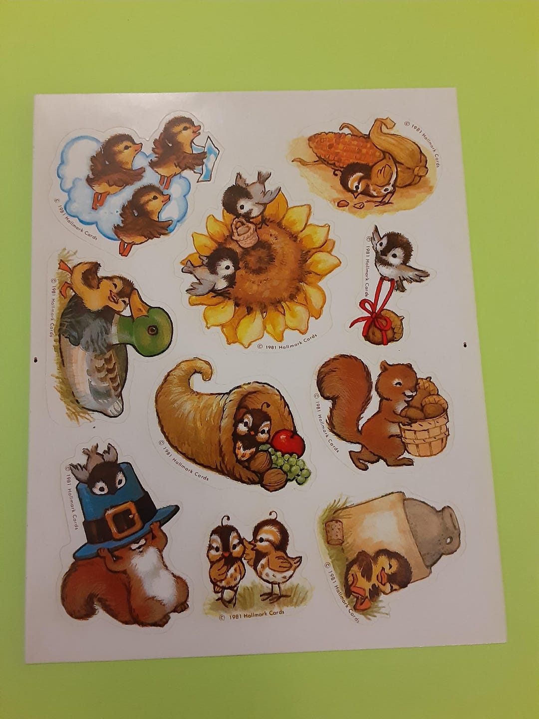Vintage 80s Hallmark Cute Autumn Animals Sticker Sheet - Etsy