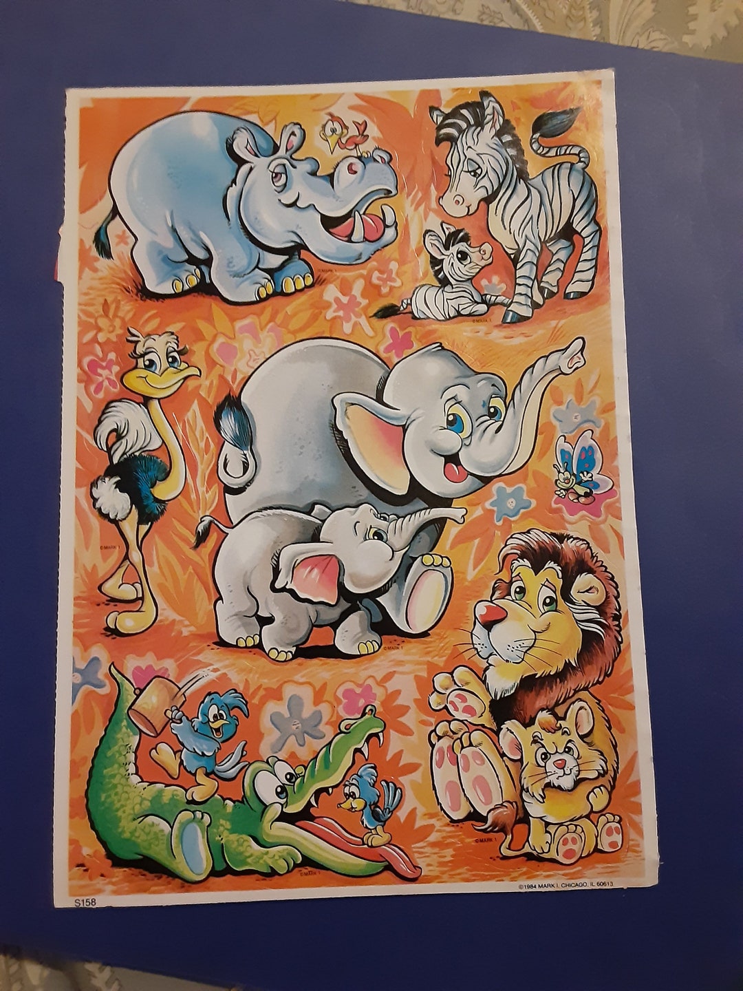 RARE Vintage 1984 Mark 1 Zoo Animals Large Sticker Sheet damaged - Etsy