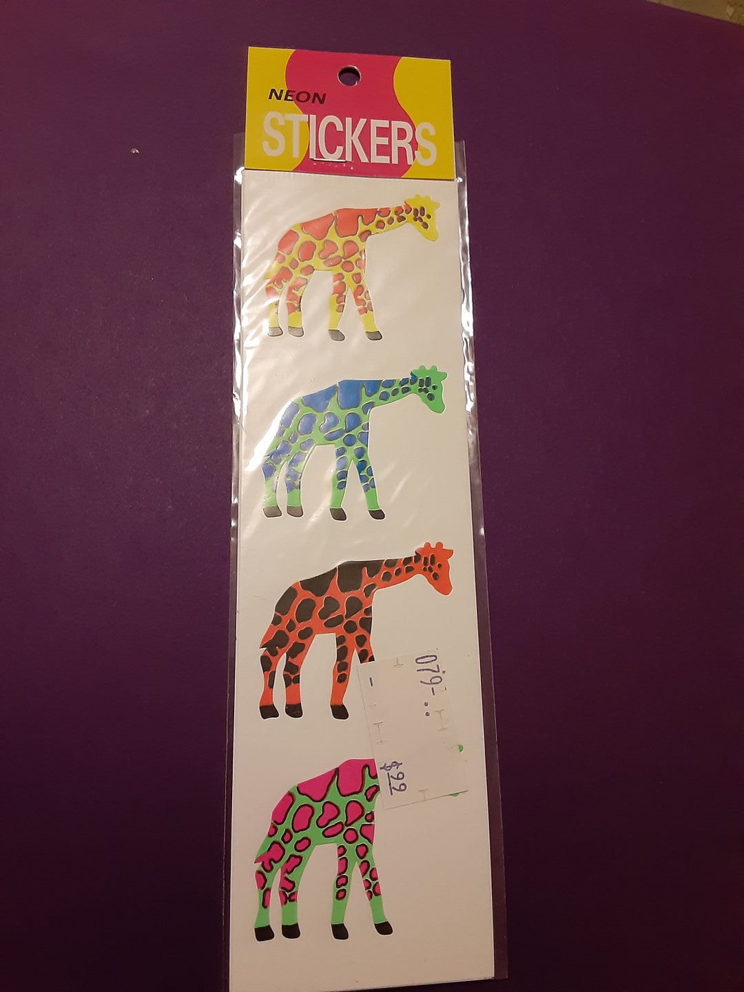 RARE Vintage Neon Stickers Giraffes Package 2 Strips - Etsy