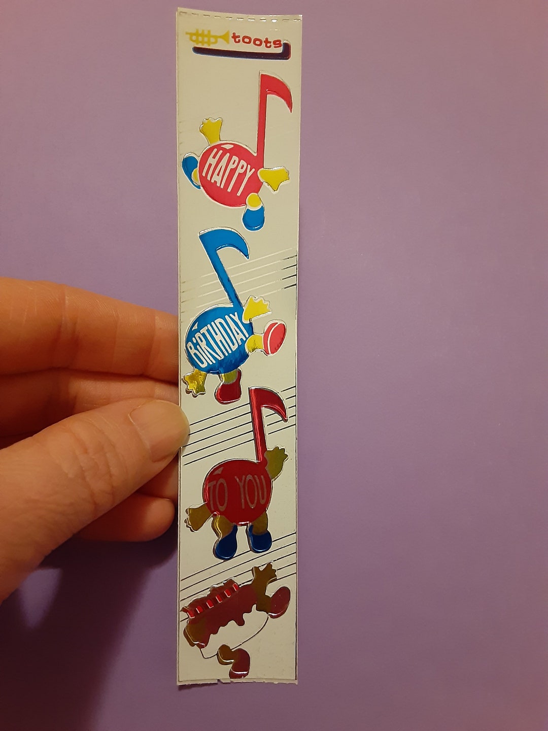 Vintage 80s Cardesign Toots Foil Dancing Birthday Notes Sticker Strip ...