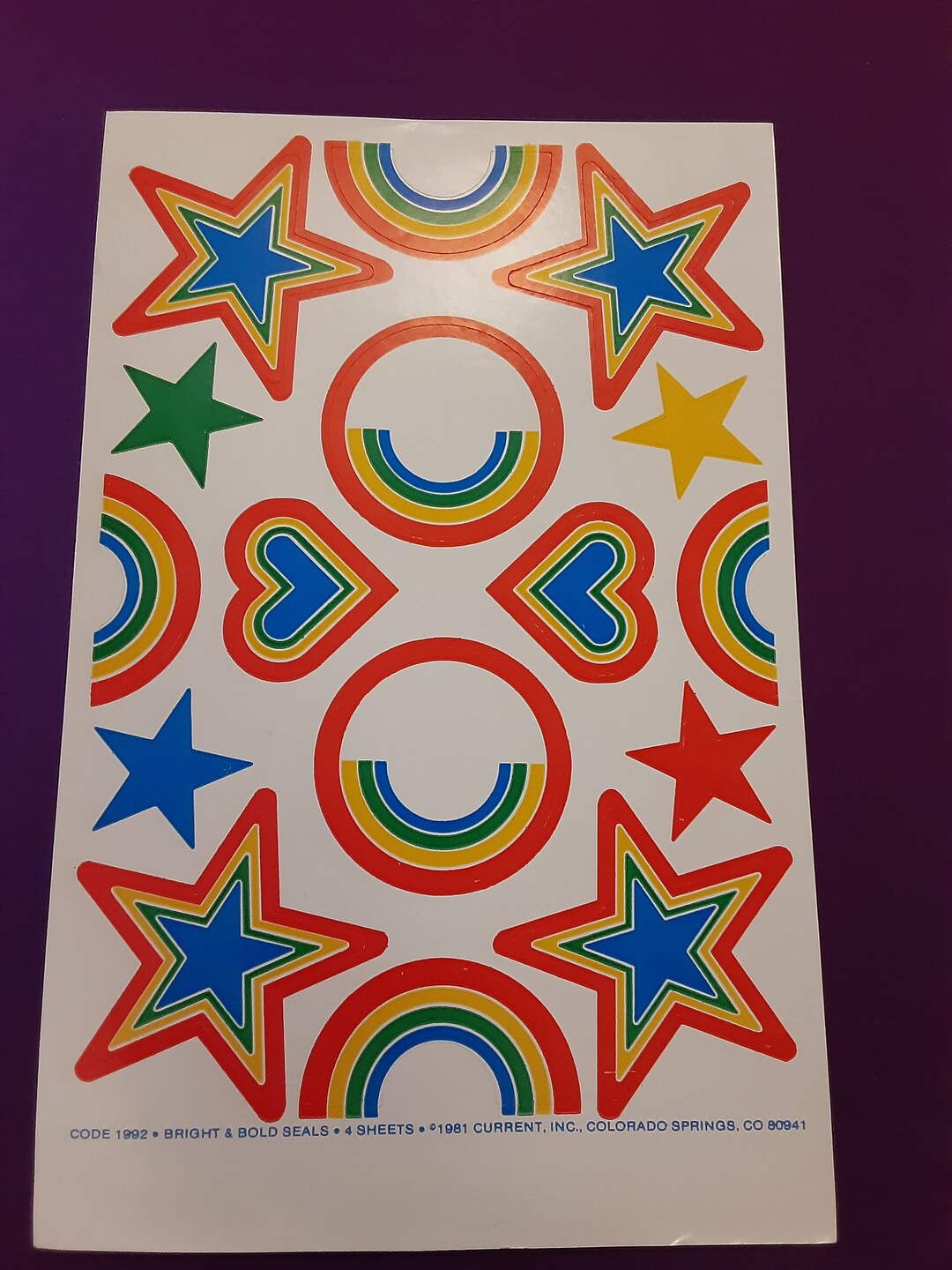Vintage 80's CURRENT Bright & Bold Rainbows Sticker Sheet damaged - Etsy