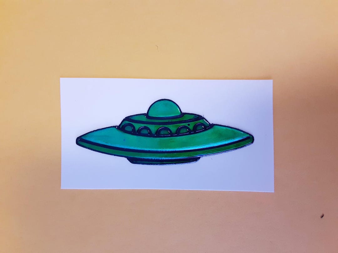 Vintage 80's Mystiks Oilies Liquid Crystal Flying Saucer UFO Sticker ...