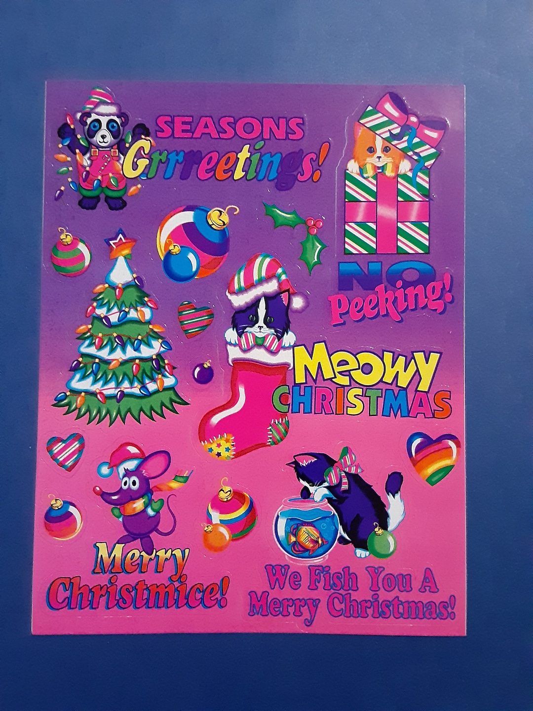 Rare Vintage 90's Lisa Frank Christmas Sticker Sheet - Etsy