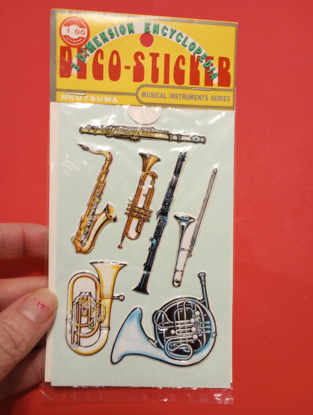 Vintage 80s Kutsuwa Musical Instruments Puffy Deco Sticker Package ...