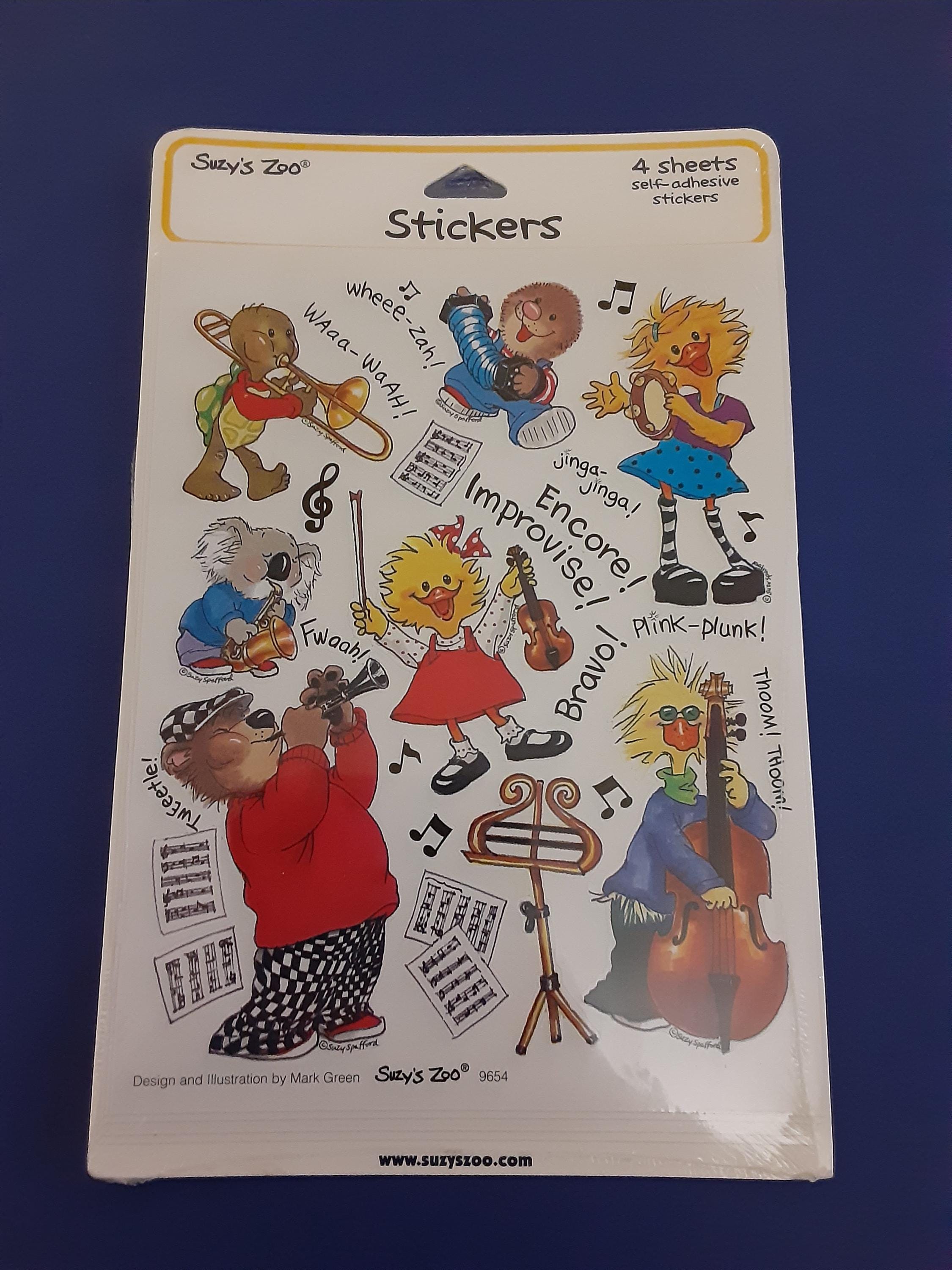 Vintage Suzy's Zoo Musical Instruments Sticker Package 4 Sheets - Etsy