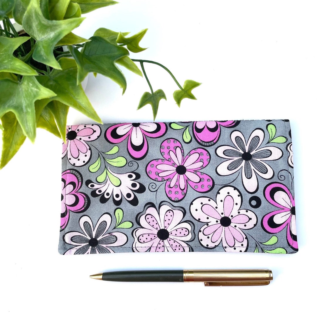 Stylish Fabric Checkbook Holder for Women - Duplicate Receipt Wallet ...