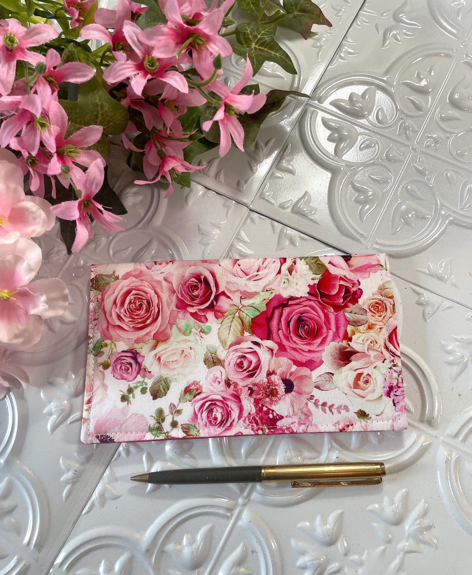 Floral Checkbook Cover: Elegant Rose Print, Top/side Tear Checks - Etsy