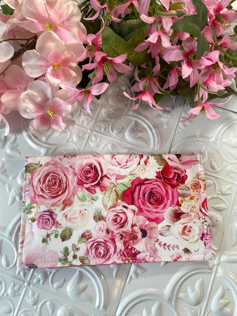Floral Checkbook Cover: Elegant Rose Print, Top/side Tear Checks - Etsy