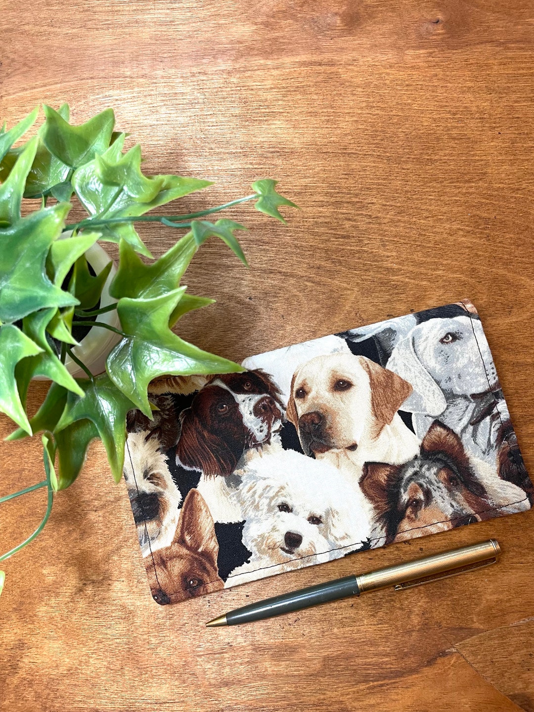 Dog-themed Checkbook Cover: Stylish Cotton Wallet for Duplicate Checks ...