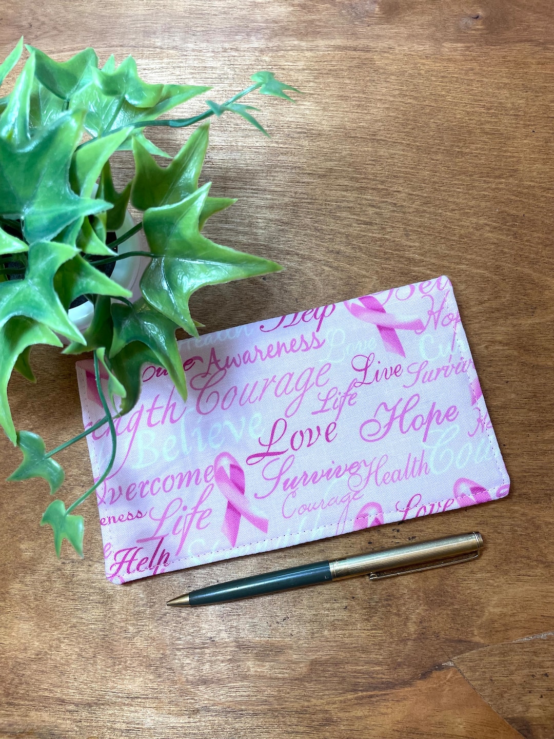 Pink Ribbon Checkbook Cover: Handmade Cotton Top Tear Check Holder - Etsy