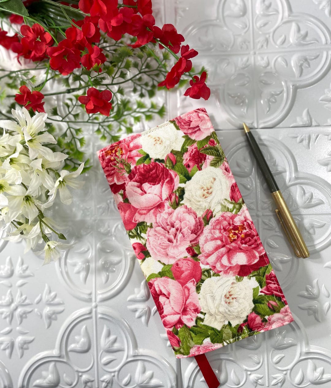 Floral Fabric Pocket Calendar Cover 2025-2027 Refillable Planner ...