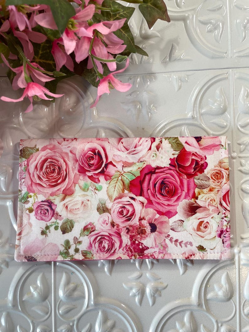Floral Checkbook Cover: Elegant Rose Print, Top/side Tear Checks - Etsy