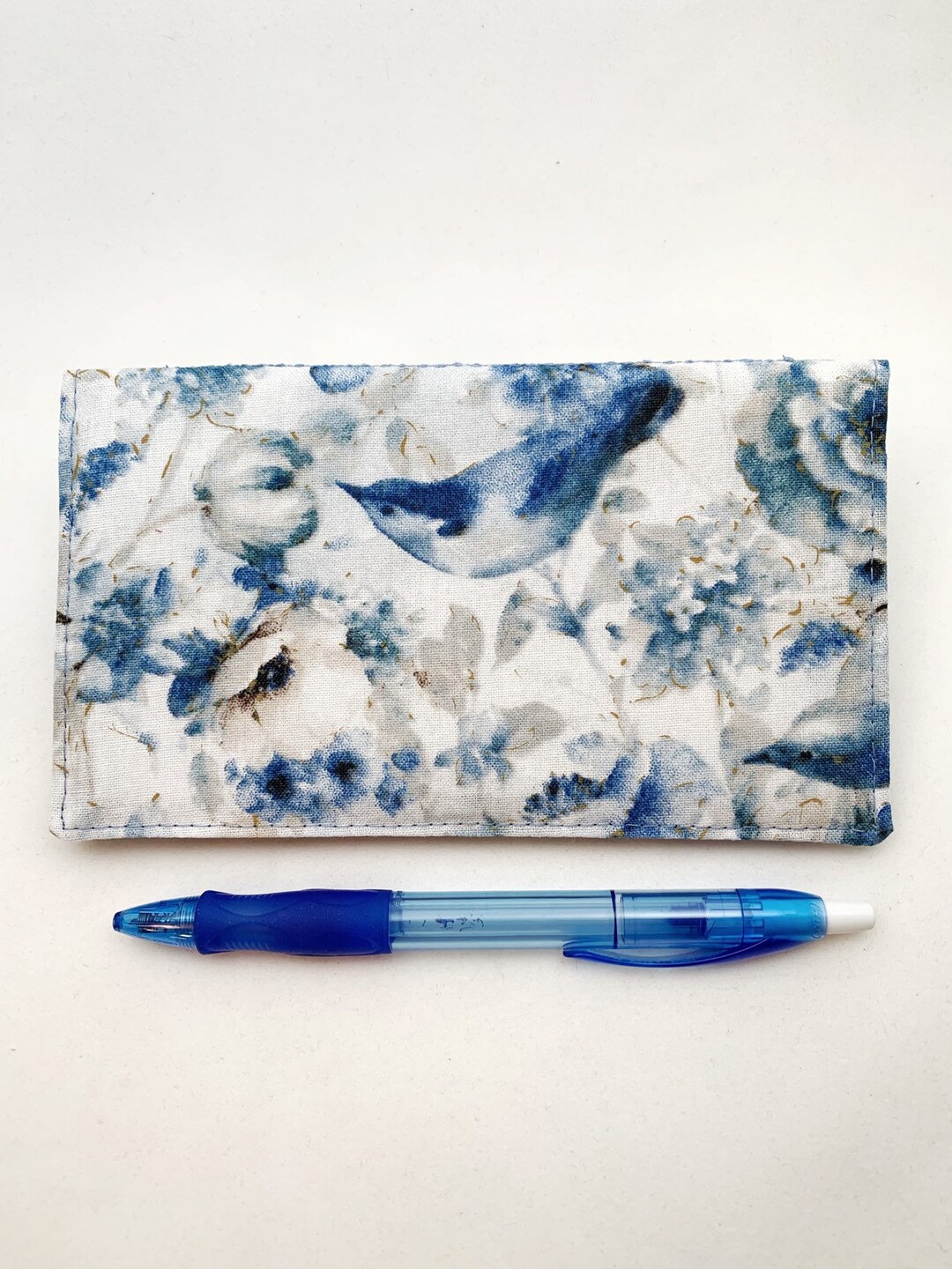 Blue Bird Floral Checkbook Cover: Handmade Fabric Checkbook Holder - Etsy