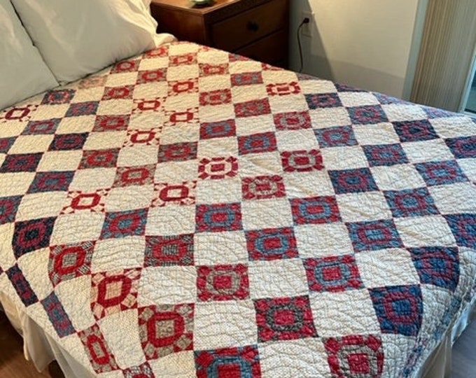 Antique Quilt, memory Chain Vintage Quilt C.1880 Hand Quilted, Unusual ...
