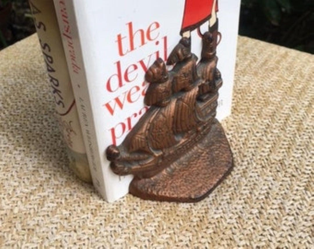 Antique Sailing Ship Bookends: Embossed Brass Colored Pair, C. 1920 - Etsy