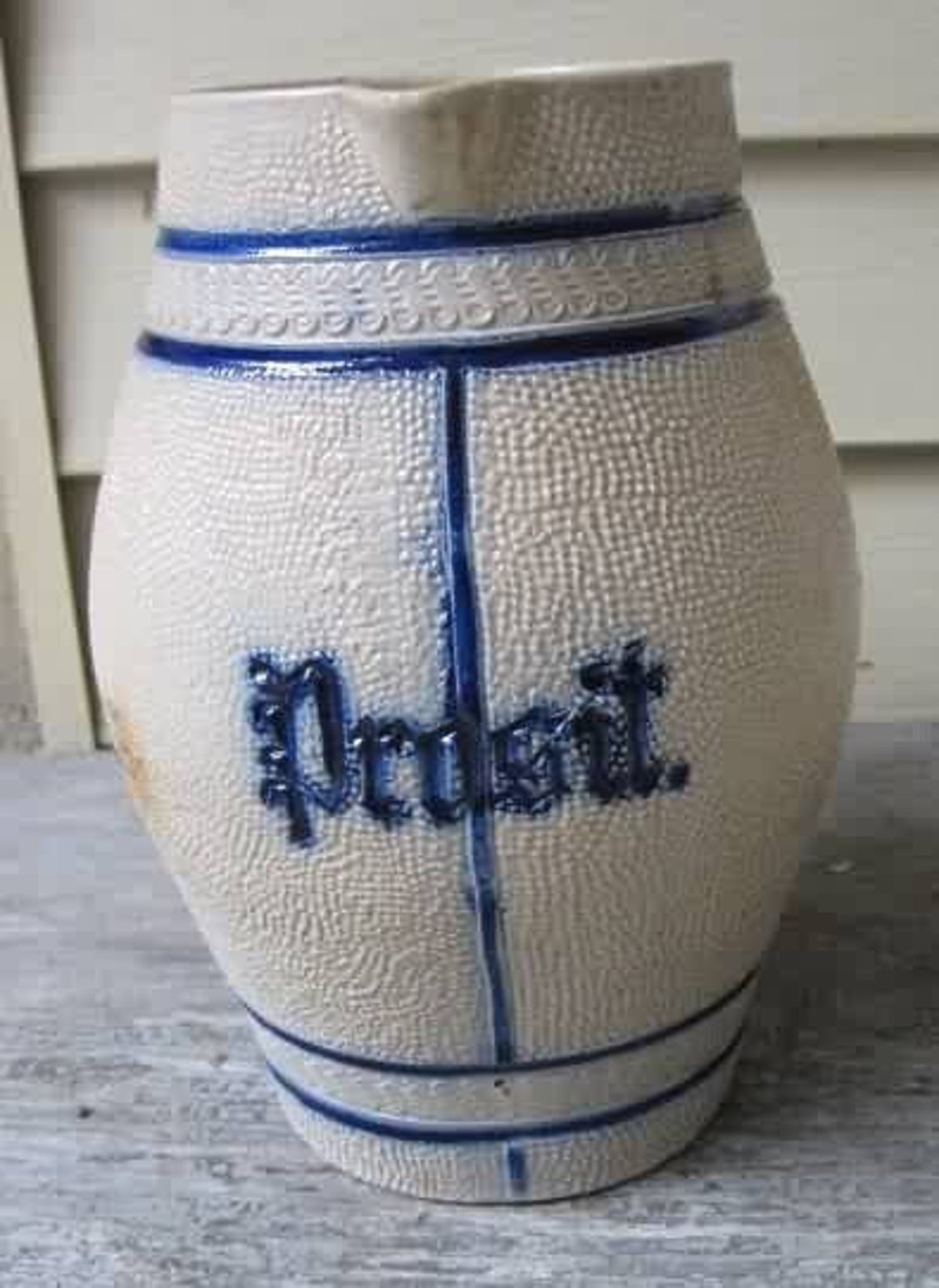 Antique Stoneware Pitcher, Whites Utica N.Y. Pottery, prosit Pitcher ...