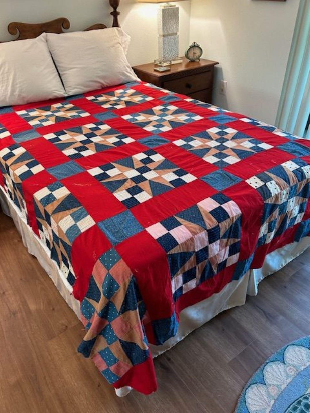 Patriotic Antique "four Patch Star" Quilt Top, 70" X 82" - Etsy