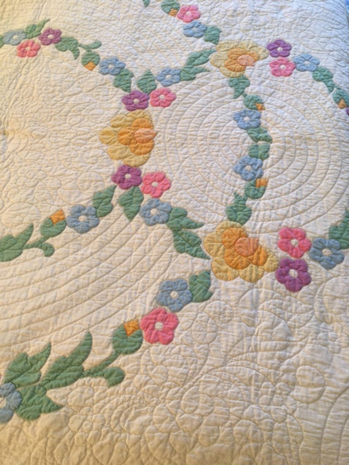 Floral Applique Vintage Quilt Circa 1930 Excellent Hand - Etsy