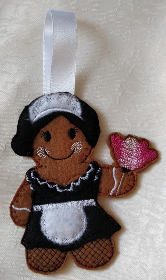 Handmade French Maid Gingerbread Lady Felt Decoration | Etsy
