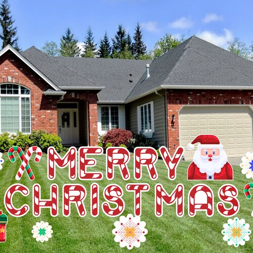 Merry Christmas Peppermint Lawn Signs Christmas Yard Signs - Etsy