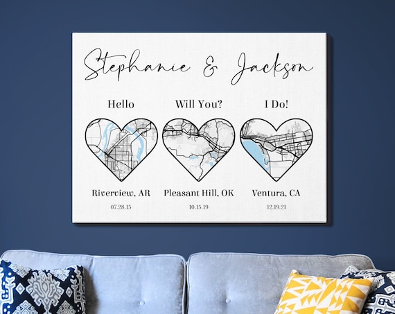 Custom Met Engaged Married Canvas Anniversary Gift Canvas | Etsy