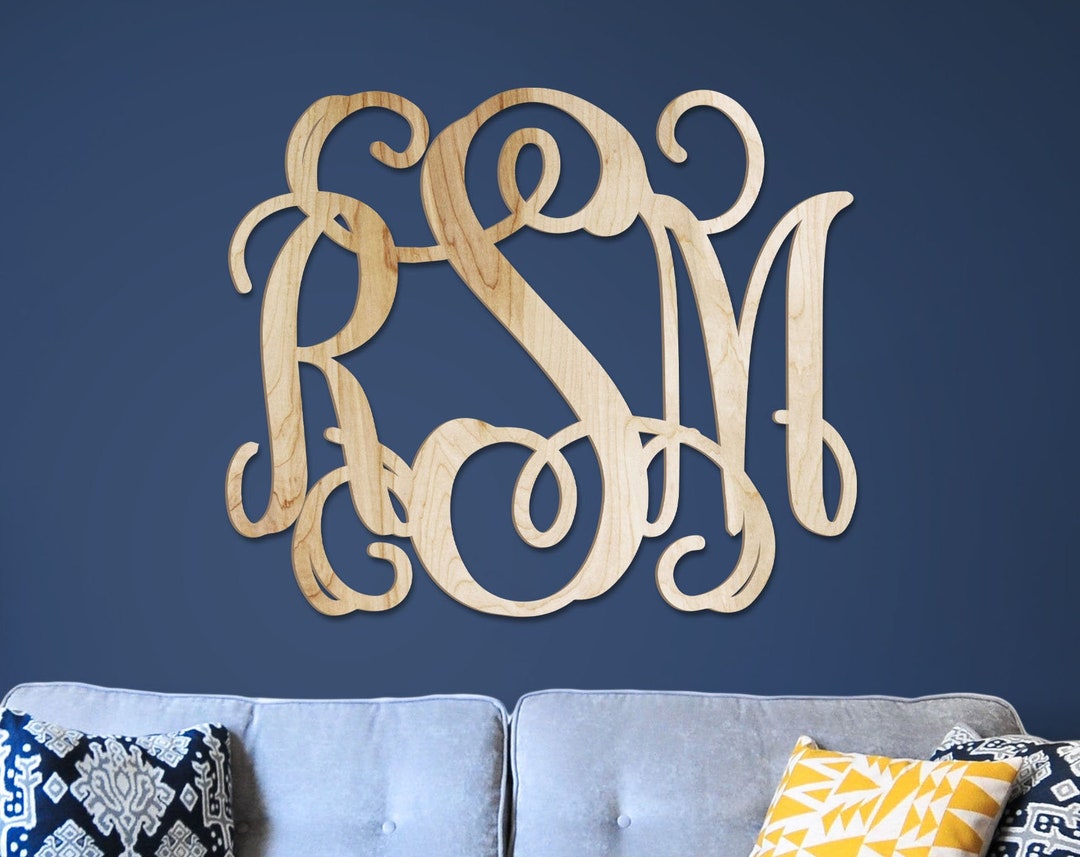 Monogram Wood Sign Custom Wood Sign Wooden Monogram Sign - Etsy