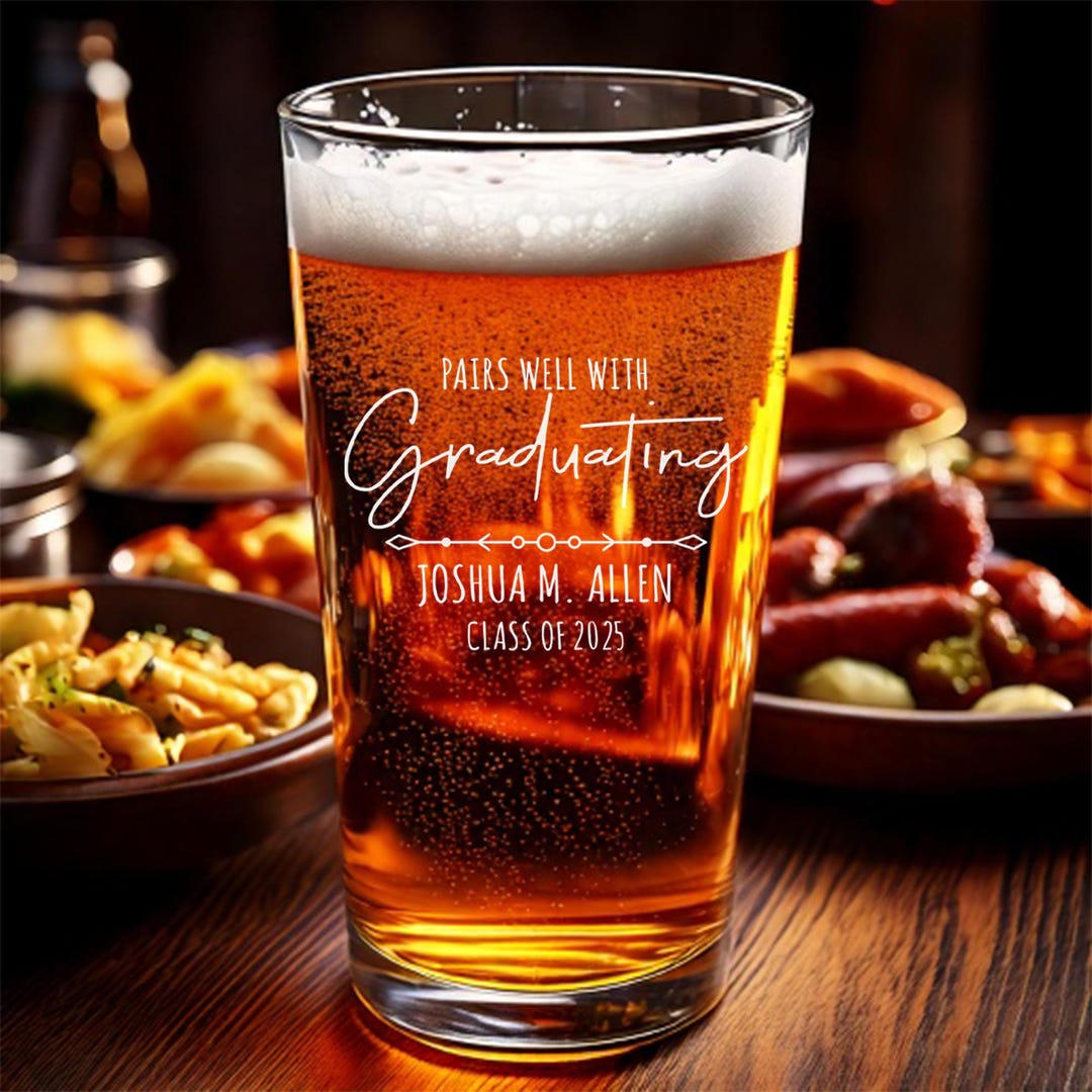 College Graduation Gift, Graduation Beer Glass, Pint Glass, Graduation ...