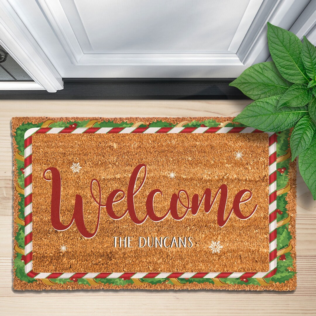 Merry Christmas Welcome Doormat, Holiday Doormat, Christmas Doormat ...
