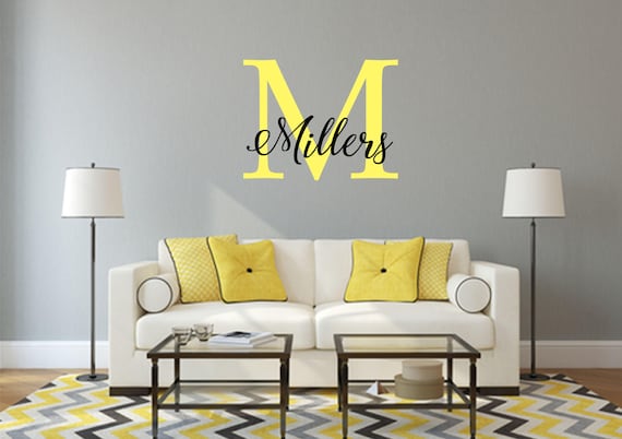 Monogram Wall Decal Initial Wall Decal Monogram Decal | Etsy